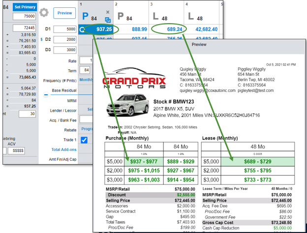 VIN - Editing Scenarios on Desking QuickPrint Proposals