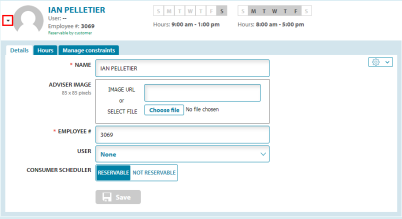 Schedule - Configure - Xtime - Advisors Page