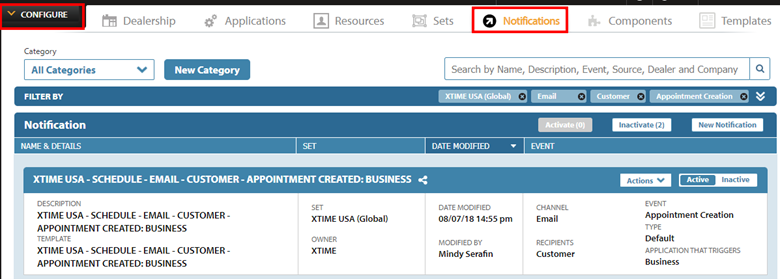 Xtime Schedule - Configure - Notifications - Previewing Notifications