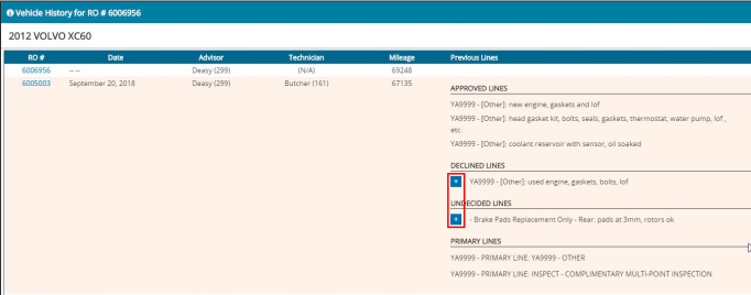 Xtime Inspect Dashboard - Adding ASR from Inspect RO History