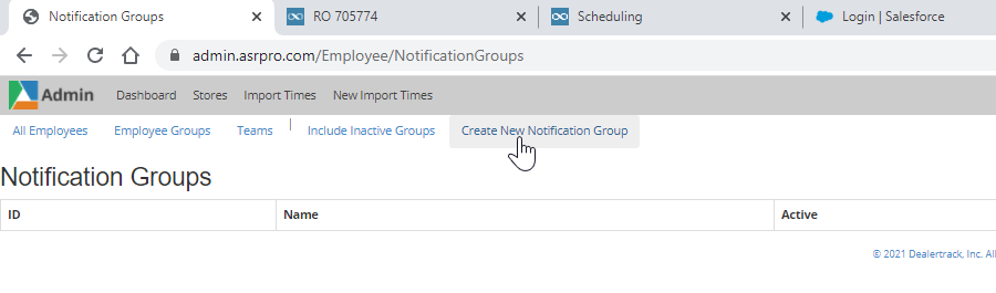 Xtime Inspect - Notifications - Notification groups